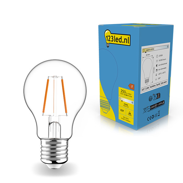 123led LED lamp E27 | Peer A60 | Filament | 2700K | 2.5W (25W) 123led 123led.nl